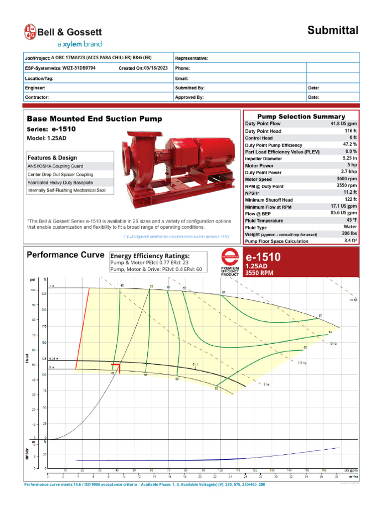 Bell & Gossett Pump Model 1.25AD Data | PDF | Mechanical Engineering ...