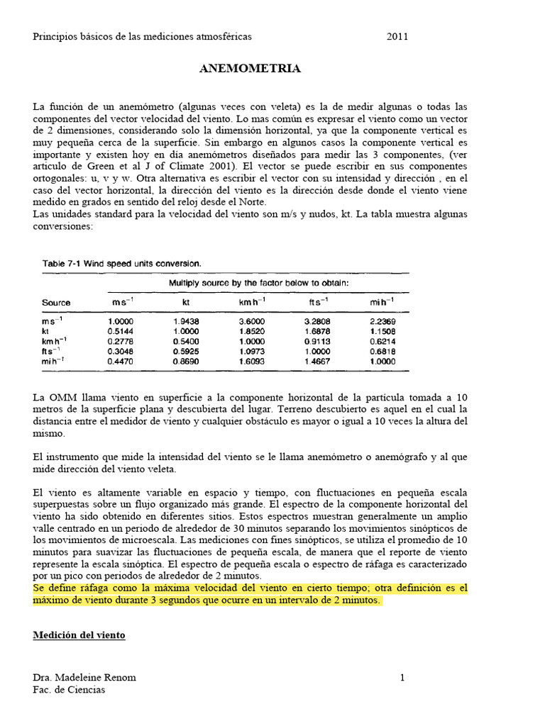 Fundamentos de Anemometría Atmosférica | PDF | Herida | Arrastrar (Física)