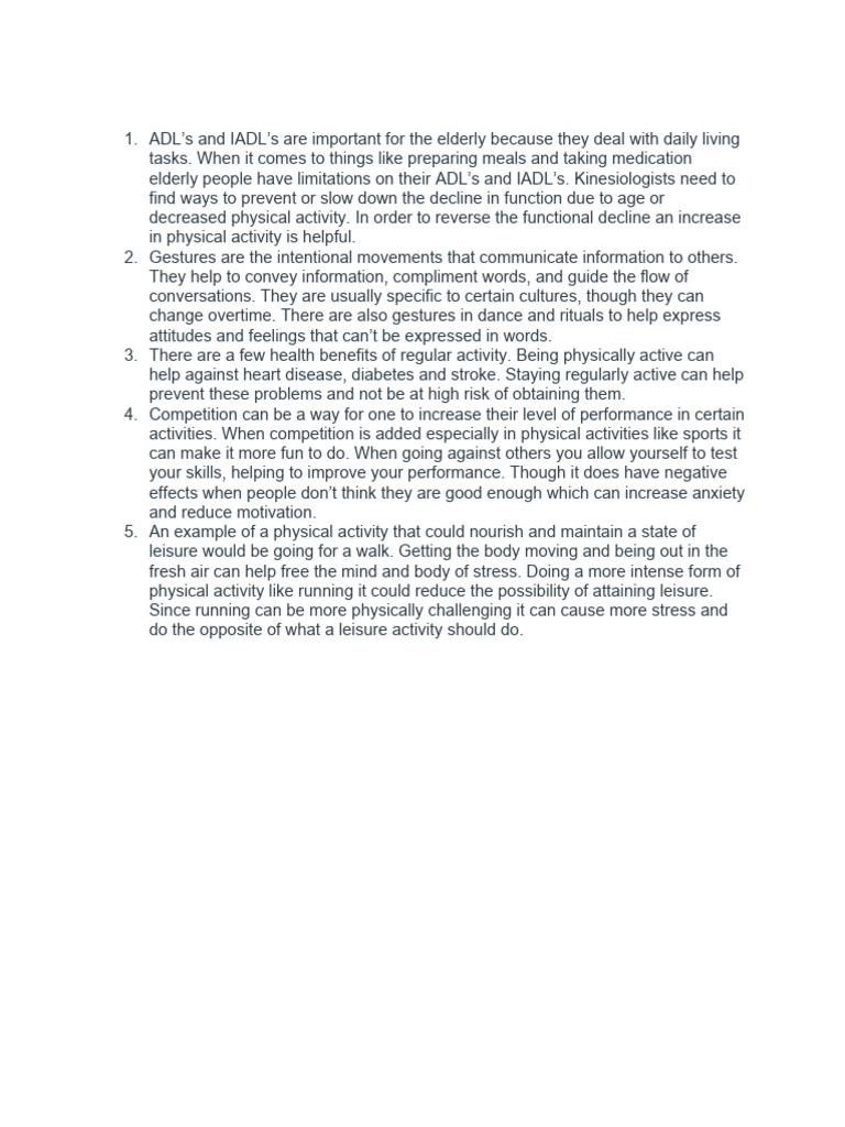 Spheres of Physical Activity | PDF