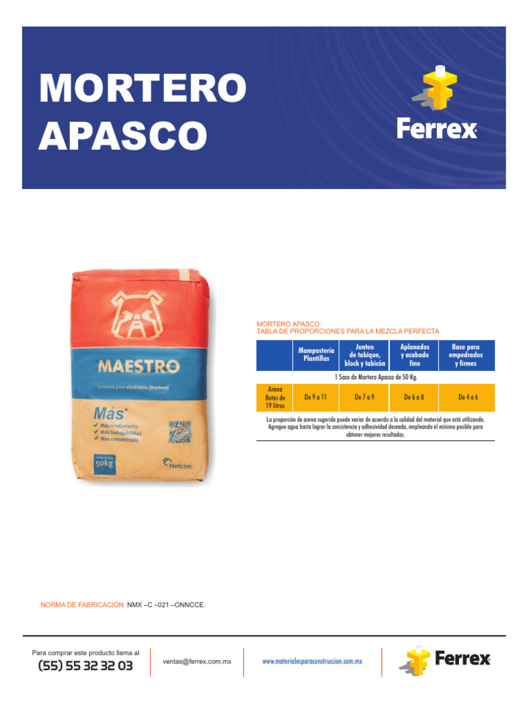 ficha-tecnica-mortero-apasco | PDF