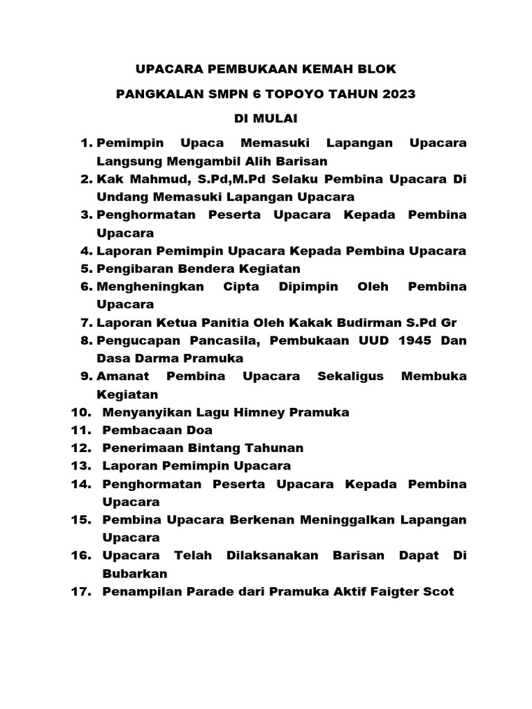 Doa Dan Susunan Acara Pembukaan | PDF | Agama & Spiritualitas