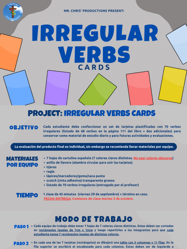 Irreg - Verbs Cards | PDF
