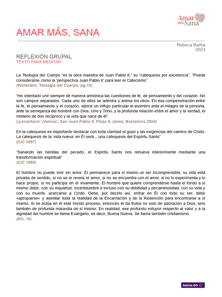 1) Reflexión Grupal | PDF | Amor | Cristo (título)