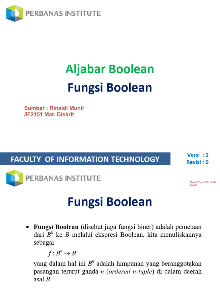 Aljabar Boolean (Fungsi Boolean) 2 | PDF | Metode & Bahan Ajar
