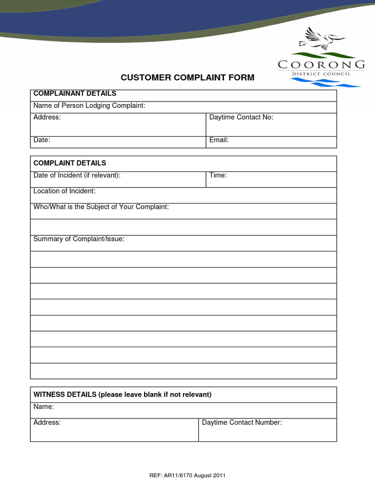 -Bank Customer Complaint Form | PDF
