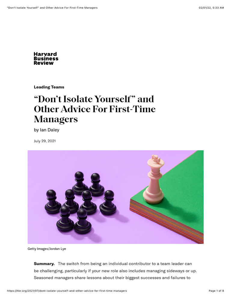 "Don't Isolate Yourself" and Other Advice For First-Time Managers | PDF ...