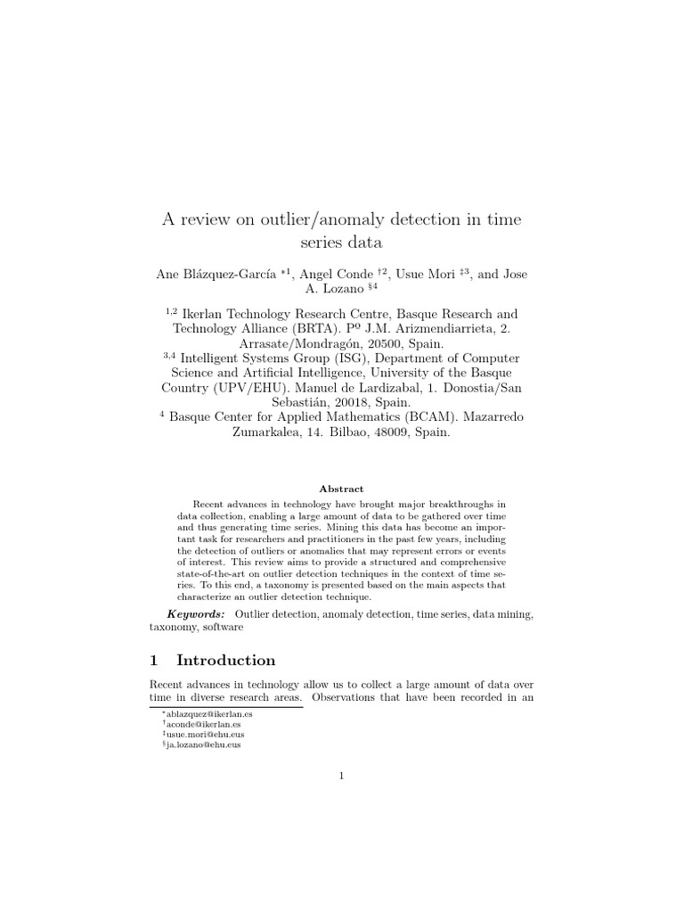 A Review On Outlier Detection In Time Series Data Bcam 1 Pdf Pdf
