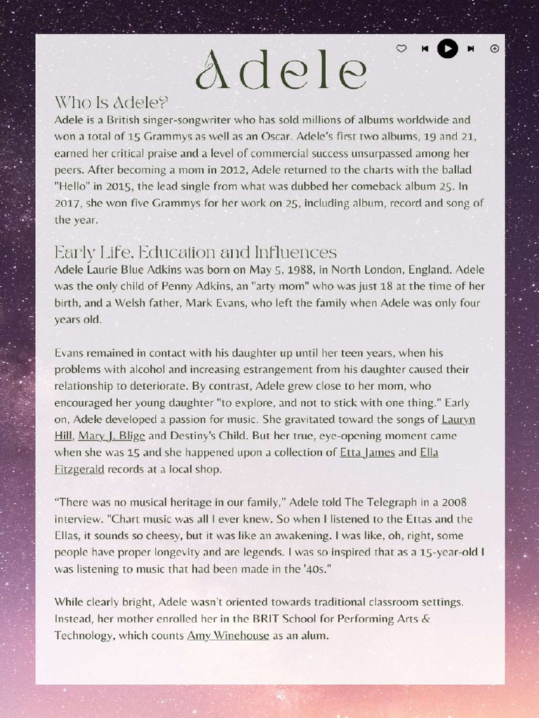 Adele Biography | PDF