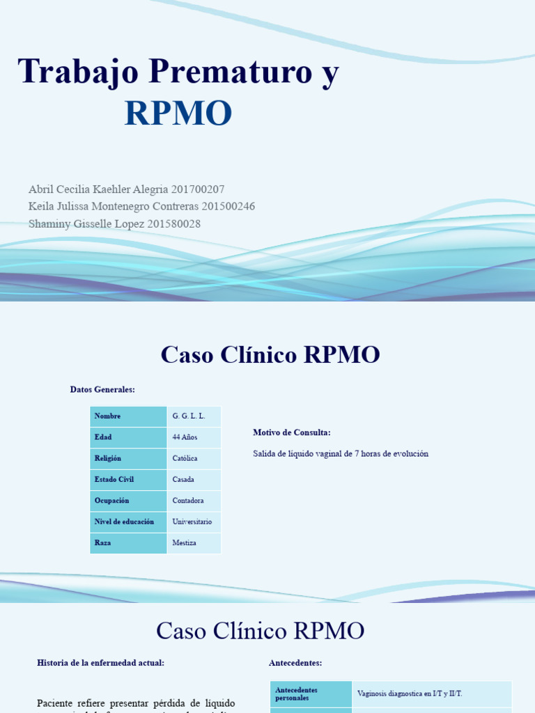Trabajo Prematuro y RPMO | PDF | Parto prematuro | Parto
