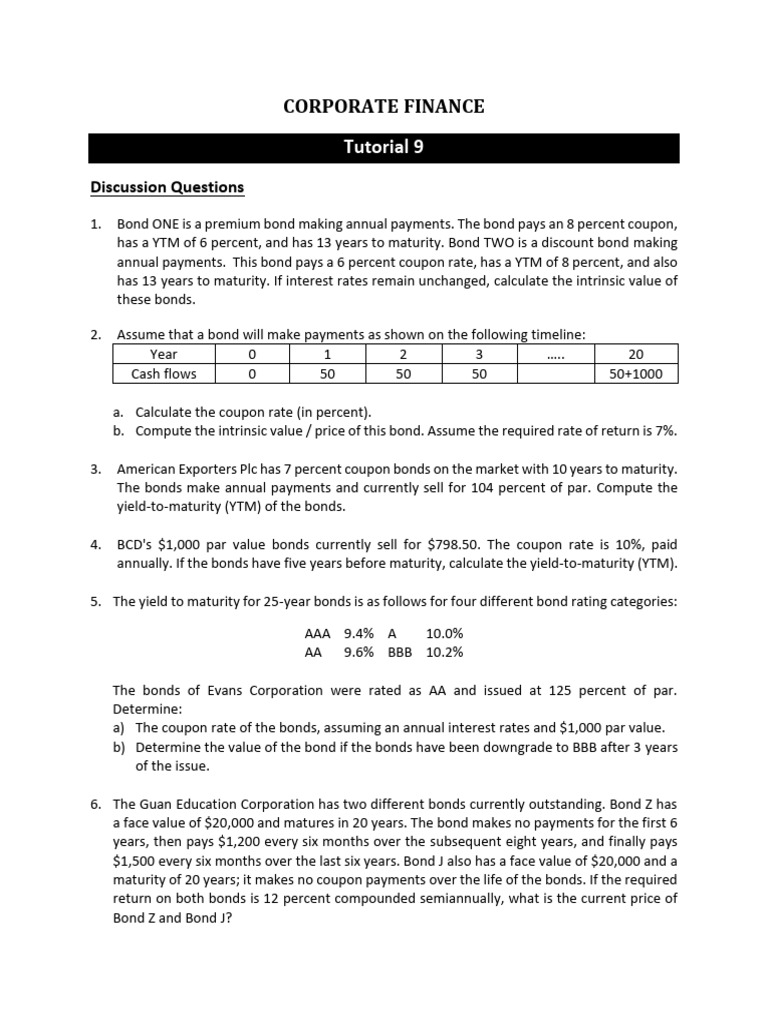 FIN3218 - Tutorial 9 - Q | PDF