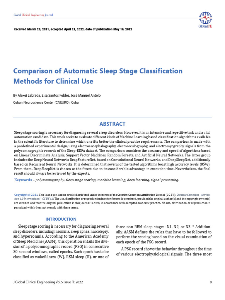 Comparison Of Automatic Sleep Stage Classification Methods For Clinical