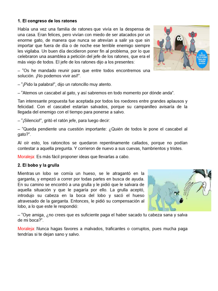 Fábulas y Moralejas para Niños | PDF