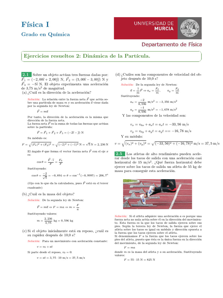 Ejercicios 02 Dinamica Particula 2023 RESUELTOS | PDF | Fuerza | Fricción