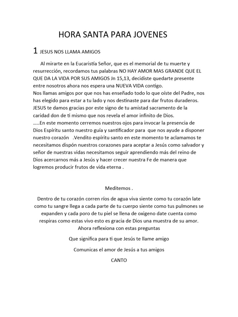 Hora Santa para Jovenes | PDF | eucaristía | Cristo (título)