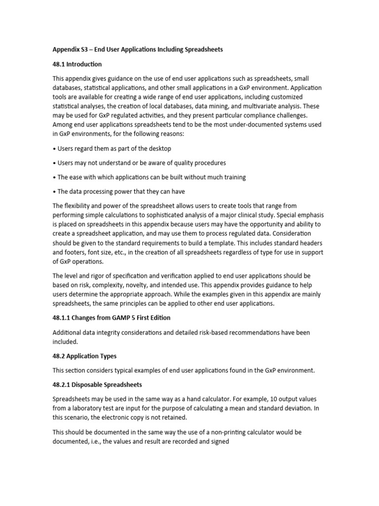 Appendix S3 Hojas de Calculo End User Applications | PDF | Spreadsheet | Databases