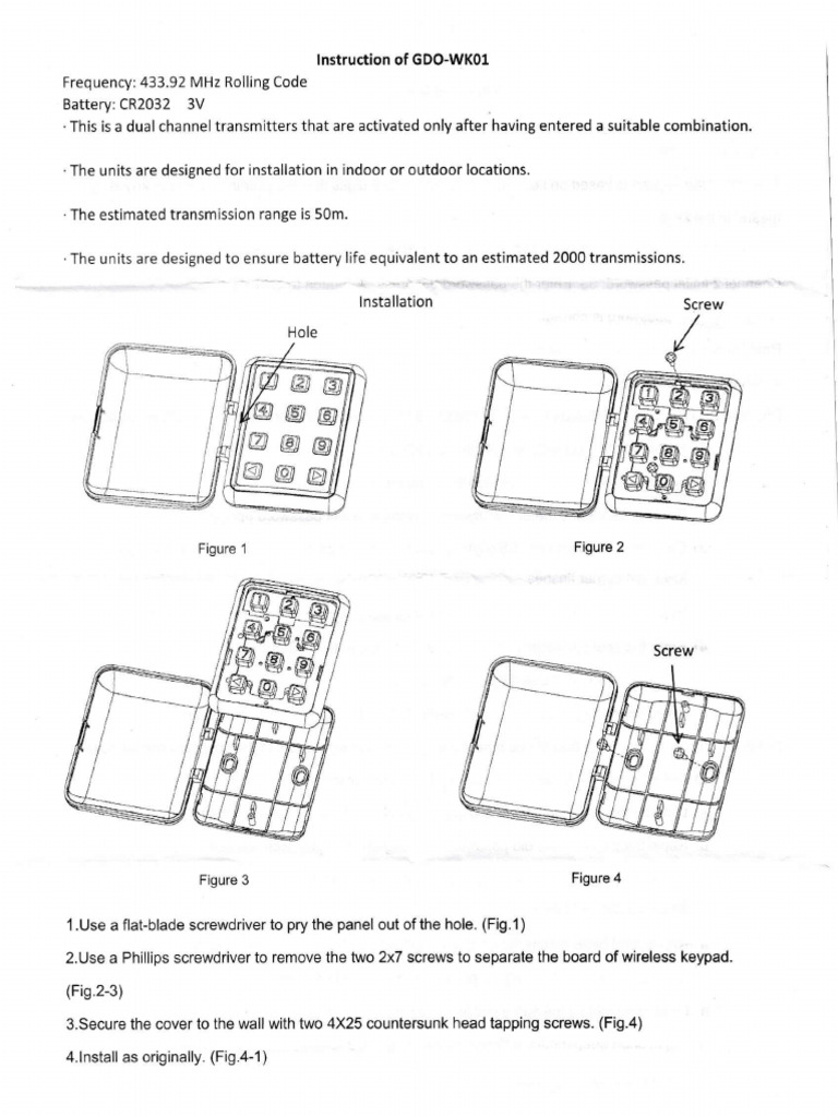 Manual-Wireless Keypad | PDF