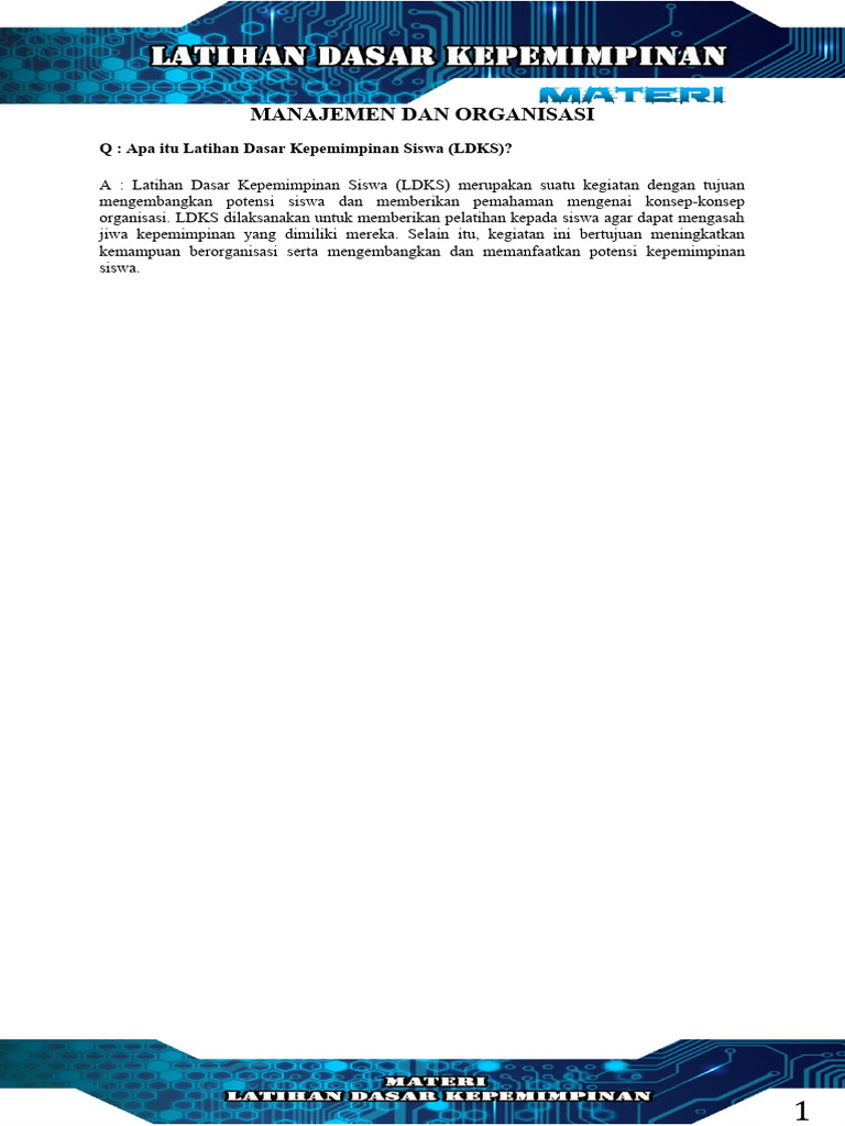 Materi Latihan Dasar Kepemimpinan LDK | PDF