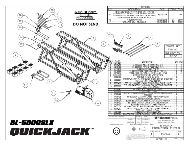 BL 5000SLX Parts Diagram QuickJack | PDF | Wheeled Vehicles | Car