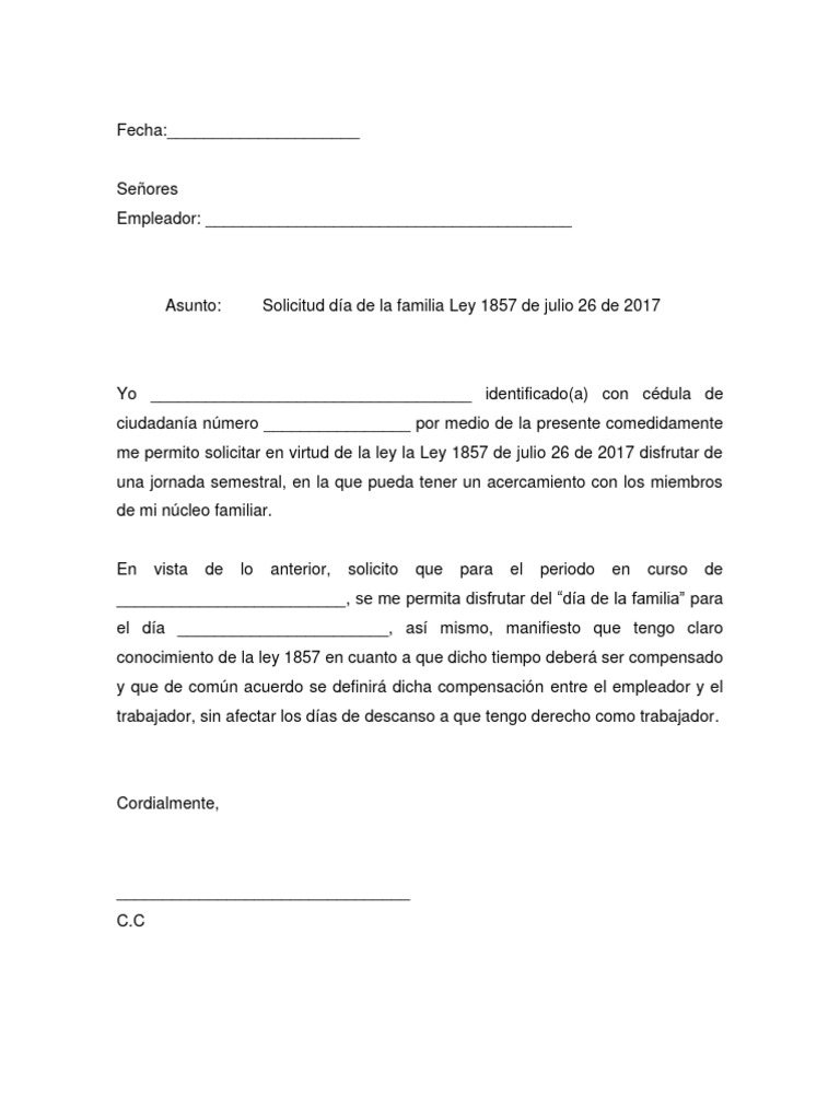 Formato Solicitud Dia de La Familia | PDF