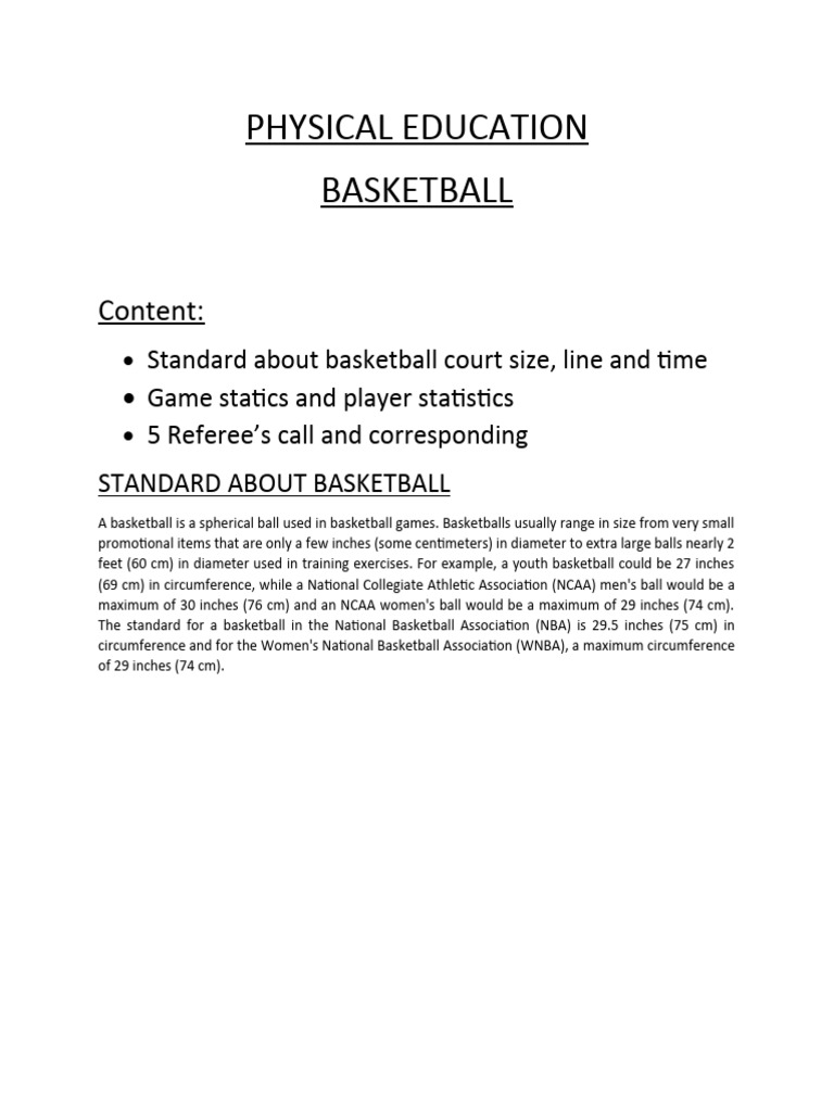 Research About Basketball | PDF | Indoor Sports | Team Sports