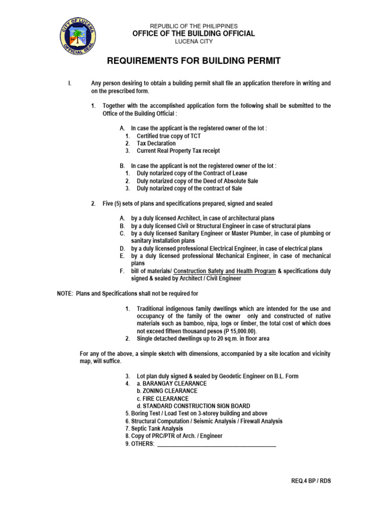 Requirements For Building Permit | Download Free PDF | Engineering