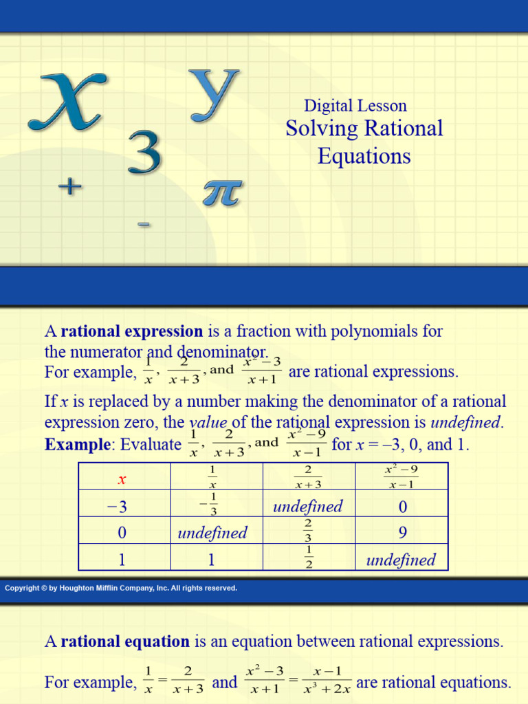 Solve Rational Equations | PDF | Equations | Rational Number