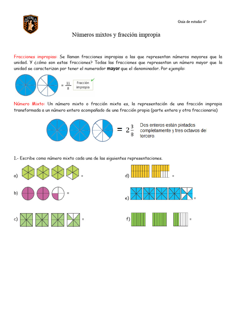 Números Mixtos y Fracciones Impropias | PDF