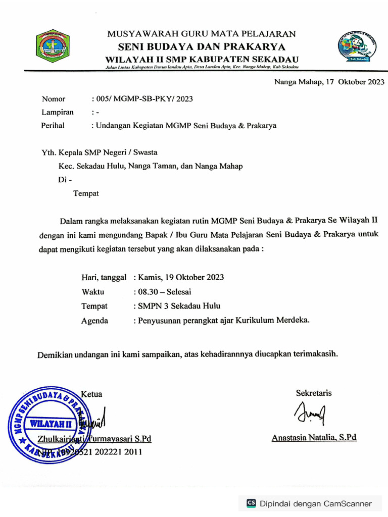 Undangan MGMP-1 | PDF