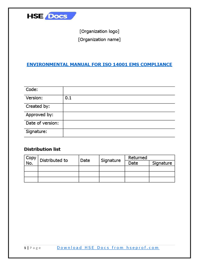ISO 14001 EMS Environmental Manual | PDF | Technology & Engineering
