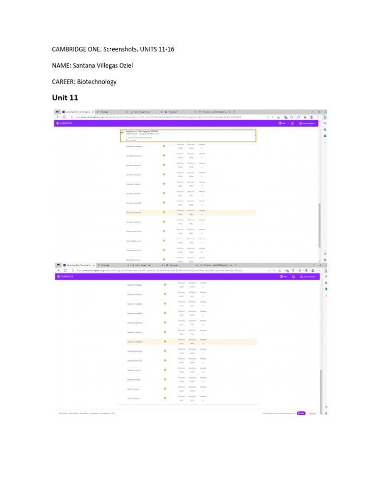 Ejemplo de Capturas. Cambridge One | PDF