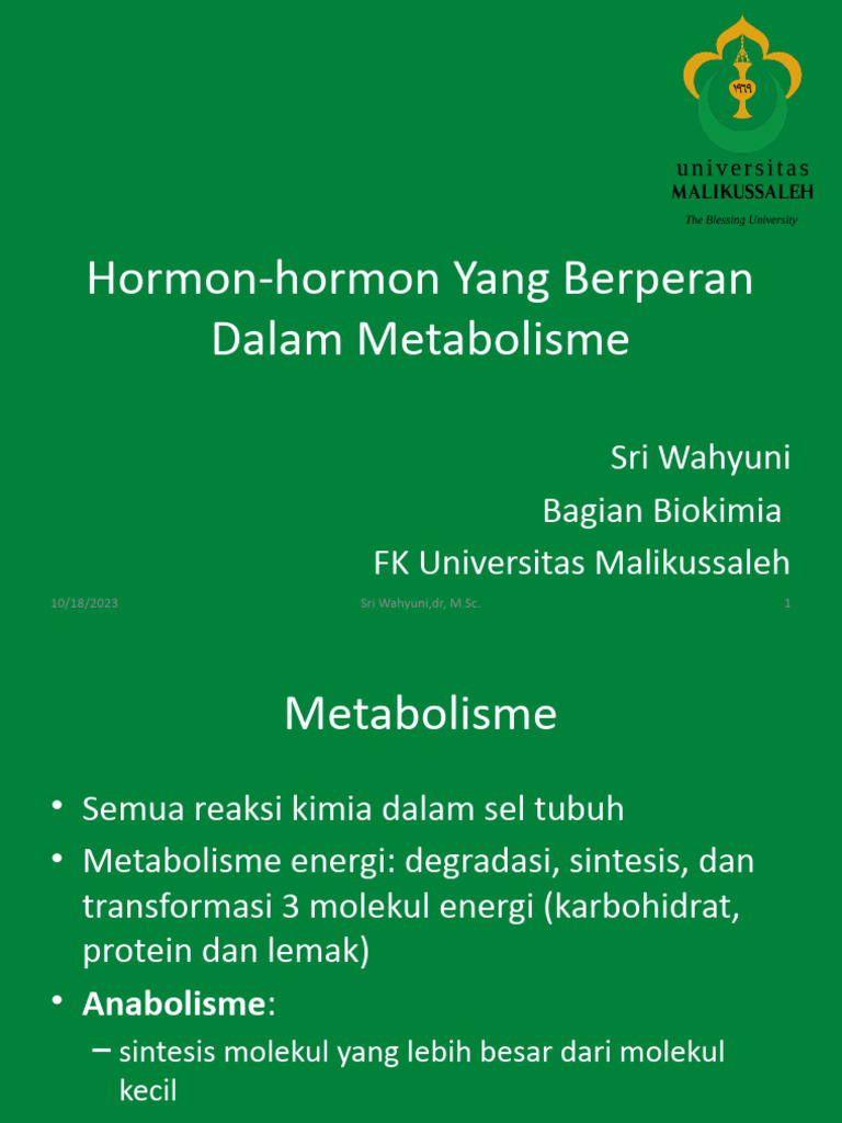 Hormon-hormon Yang Berperan Dalam Metabolisme | PDF