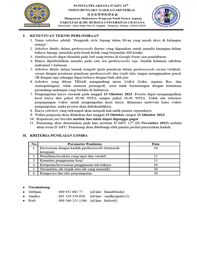 Lomba Sakubun D’JaFU 12th | PDF