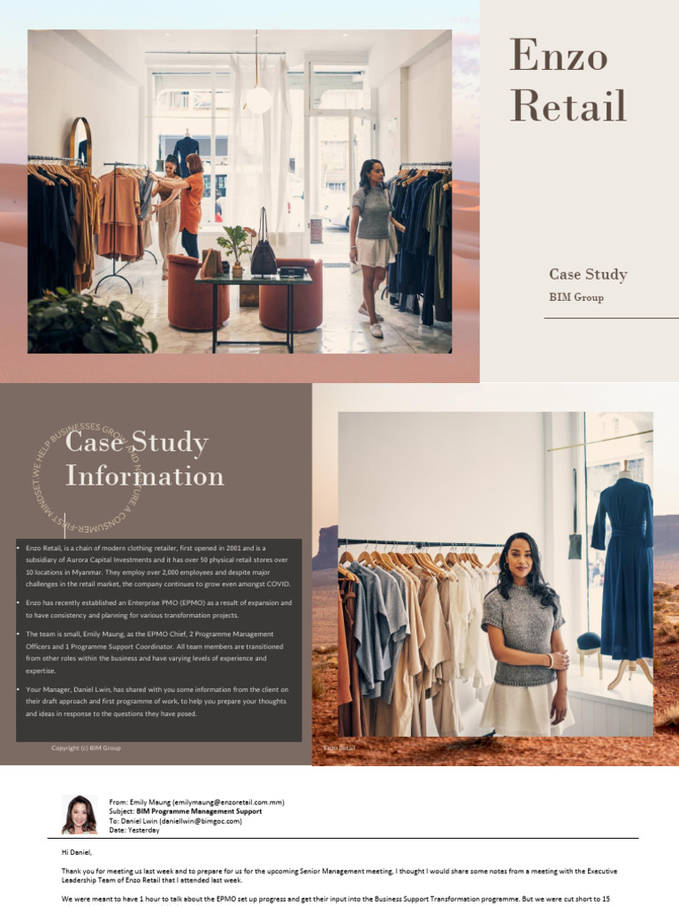 BIM - Case Study - PMO - Enzo Retail | PDF