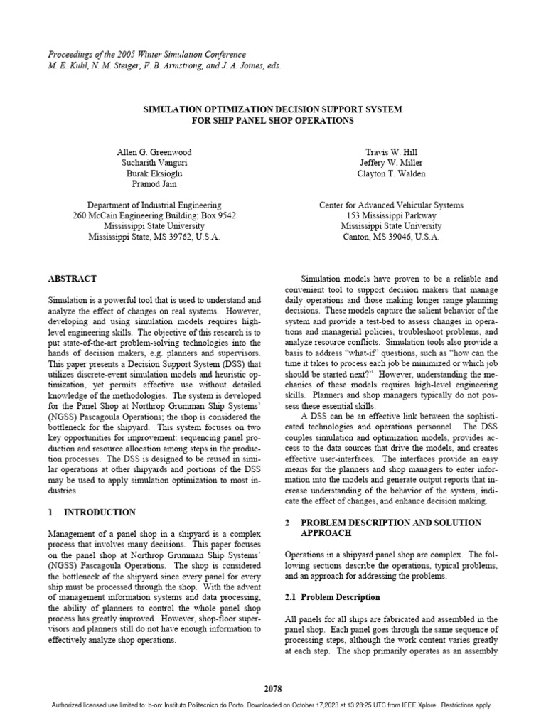 Simulation Optimization Decision Support System For Ship Panel Shop ... Simulation Optimization Decision Support System For Ship Panel Shop ...