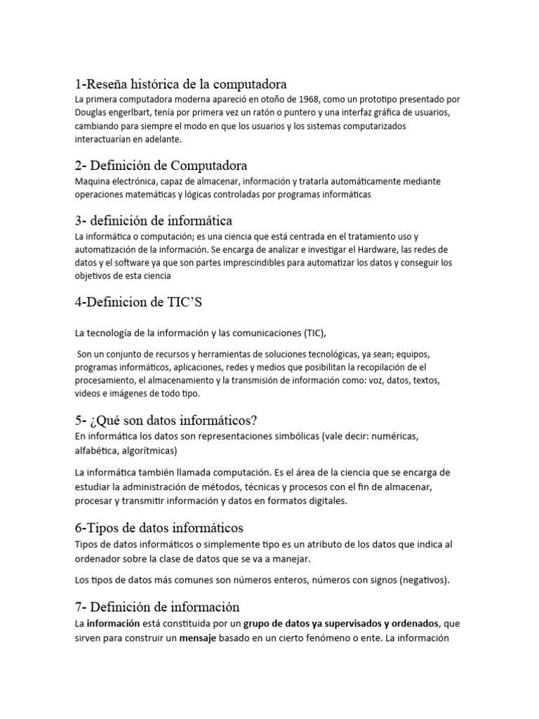 Historia y conceptos clave de informática | PDF | Informática ...