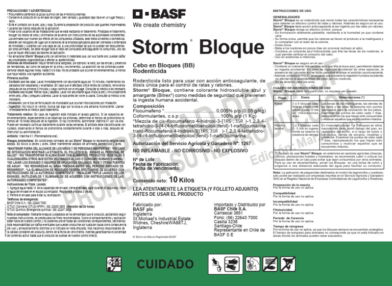 Storm Cebo en Bloques (BB) Rodenticida BASF | PDF