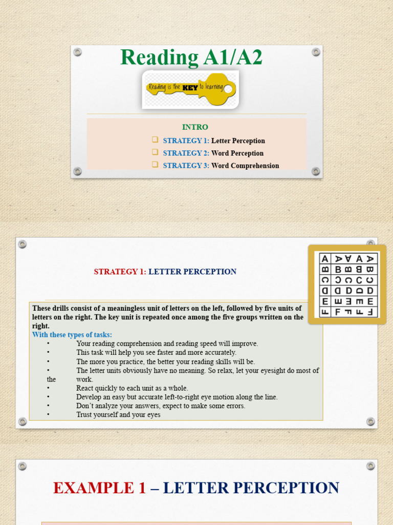Reading A1 A2 INTRO - STRATEGIES 1-2-3 | PDF | Perception | Learning