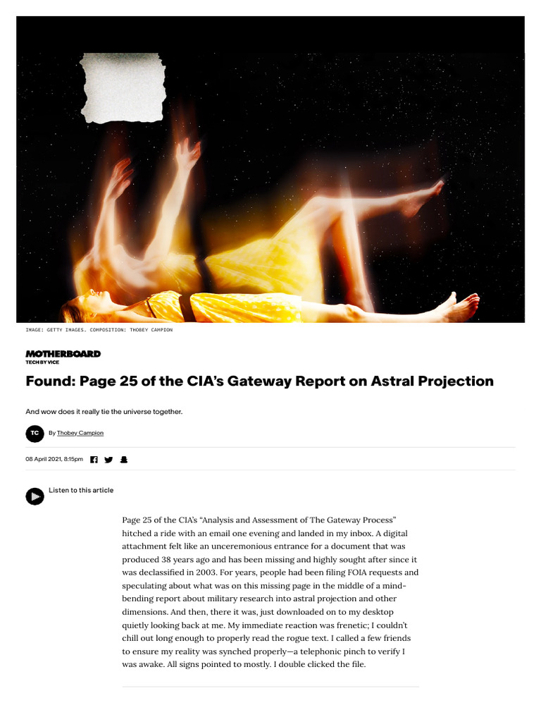 Found: Page 25 of The CIA's Gateway Report On Astral Projection | PDF