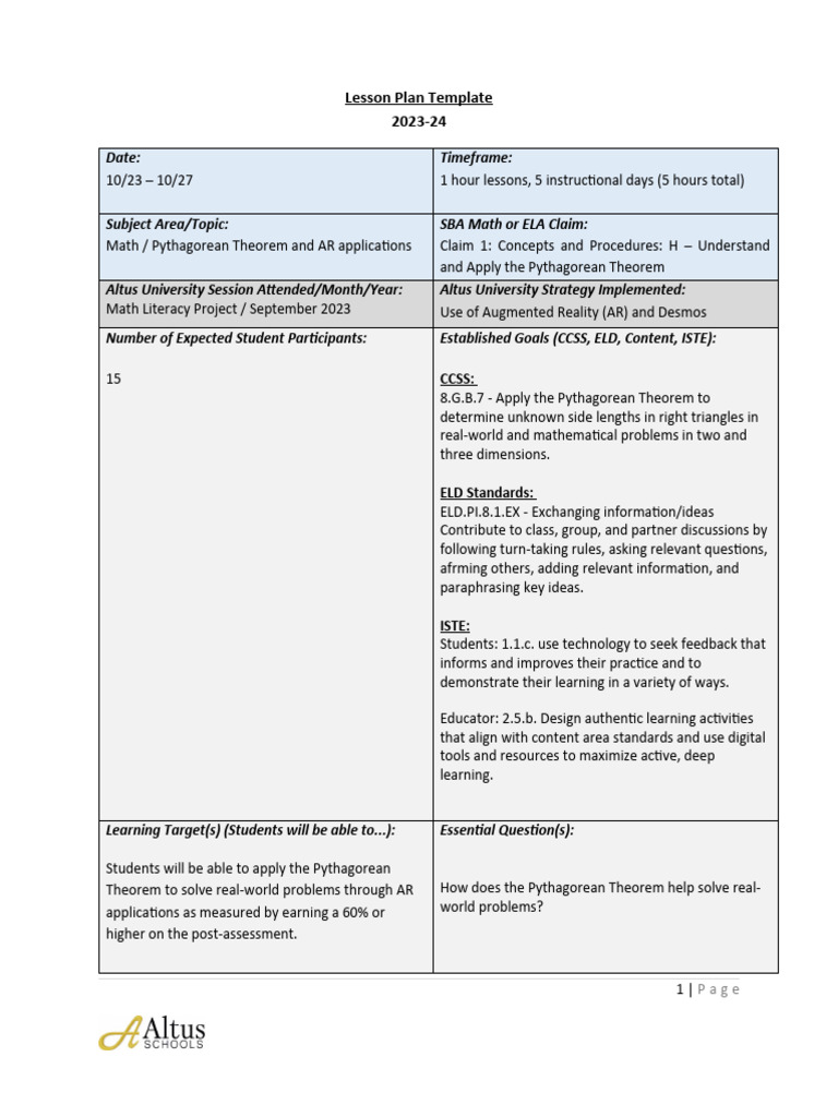 Csuf Fall 2023 Pop Cycle Lesson Plan | PDF | Lesson Plan | Mathematics