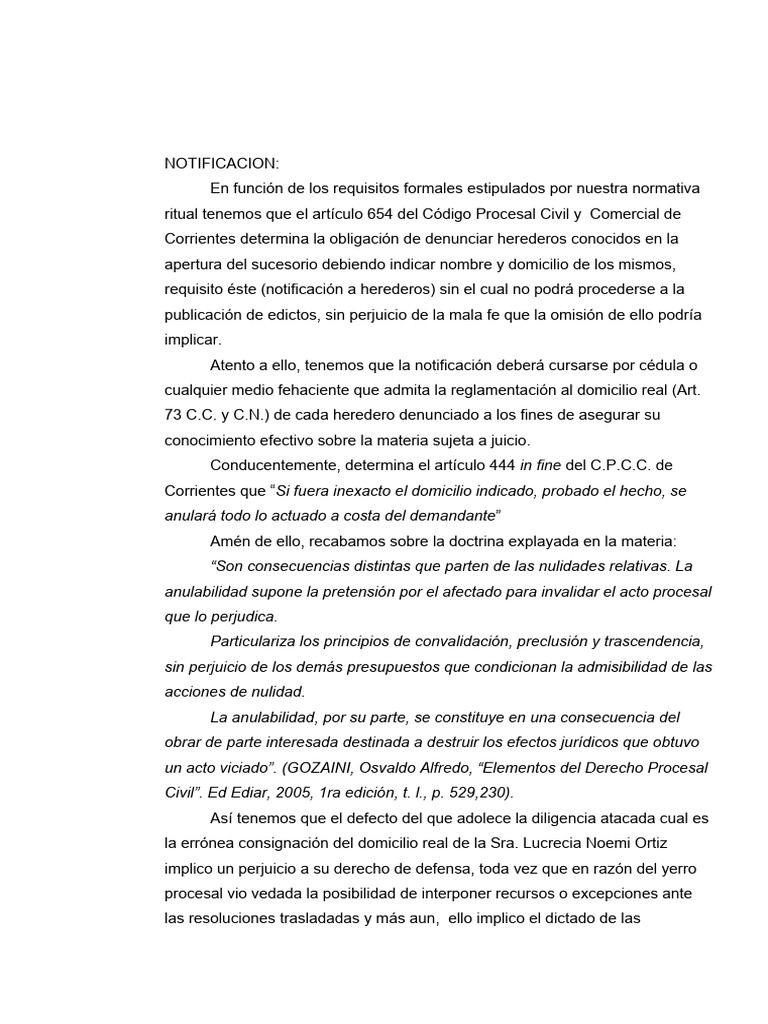 Modelo Escrito Nulidad de Notificacion | PDF