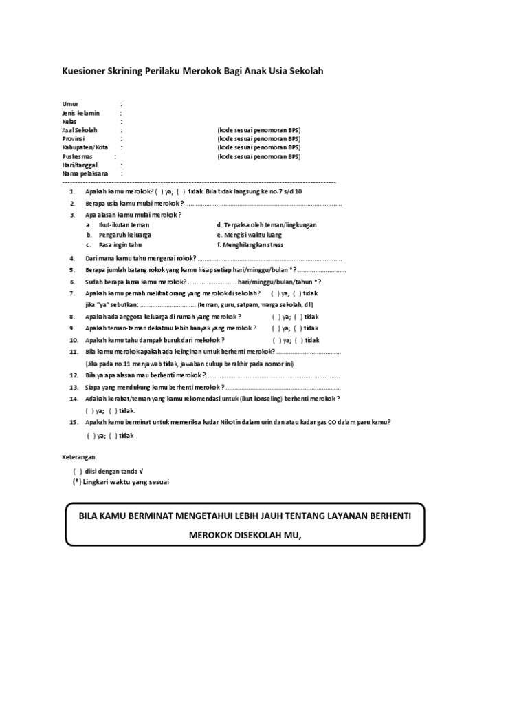 Form Skrining Perilaku Merokok | PDF