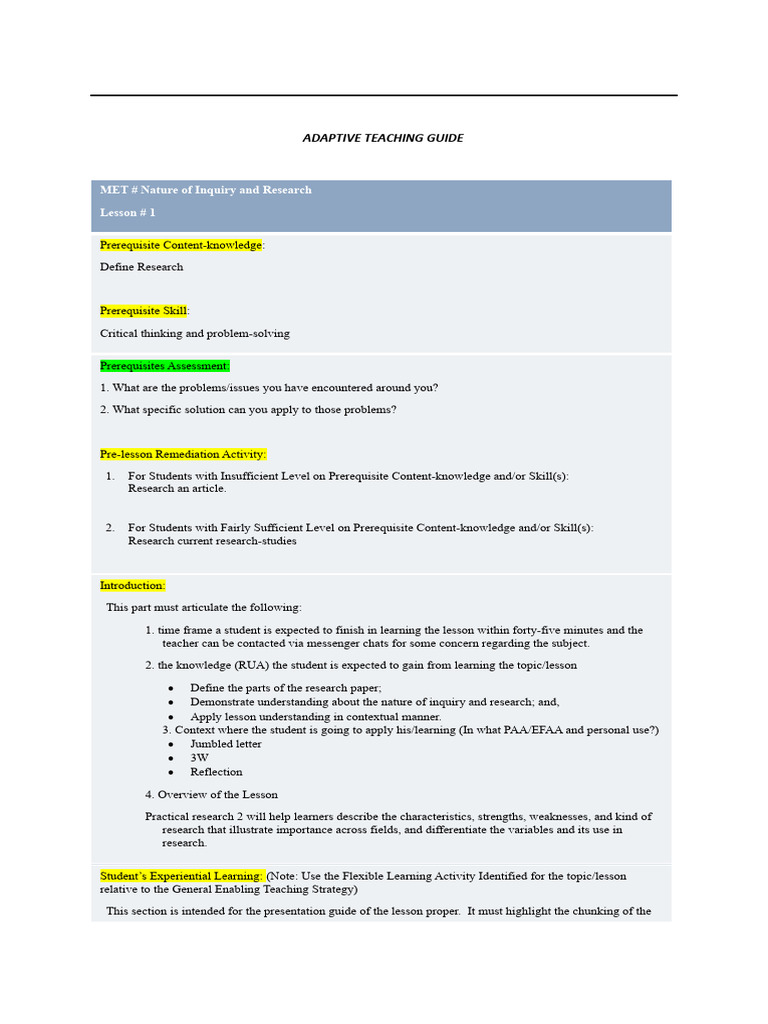 Atg in Pr2 - First Lesson | PDF | Art | Science & Mathematics
