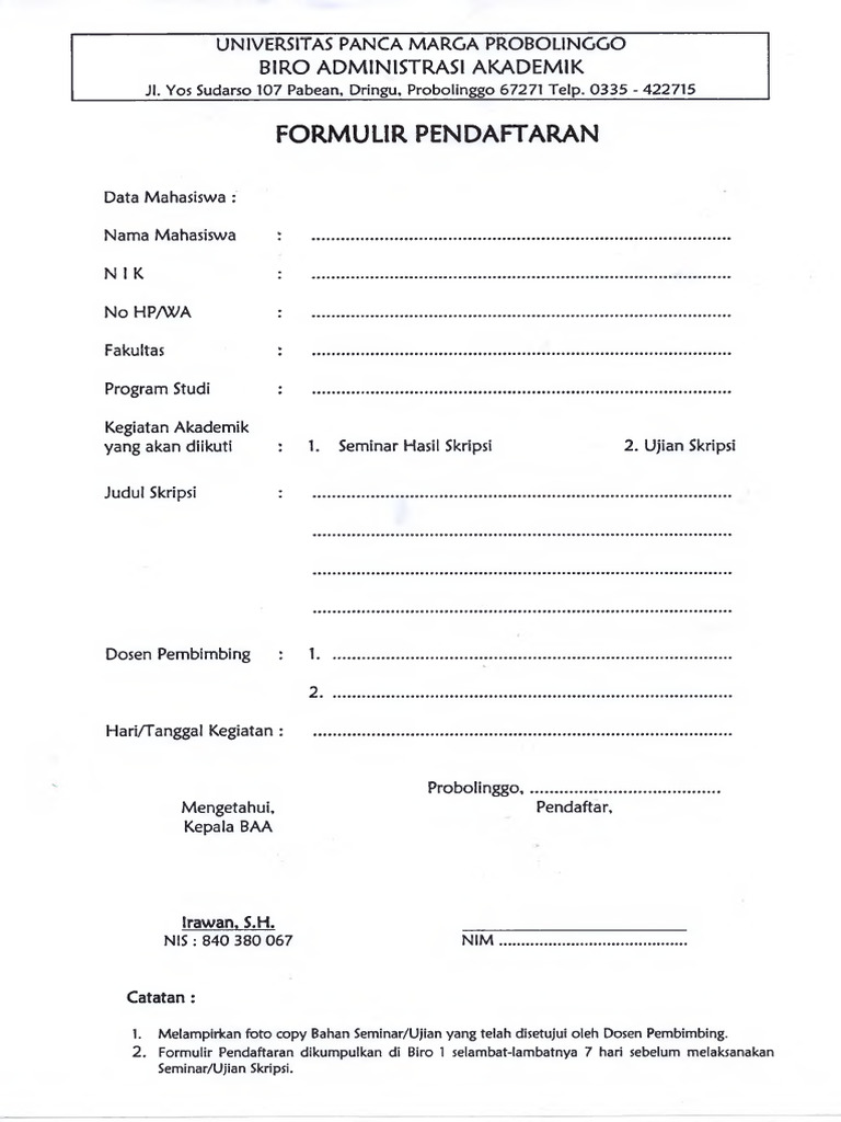 Dok Form Daftar SEMHAS | PDF