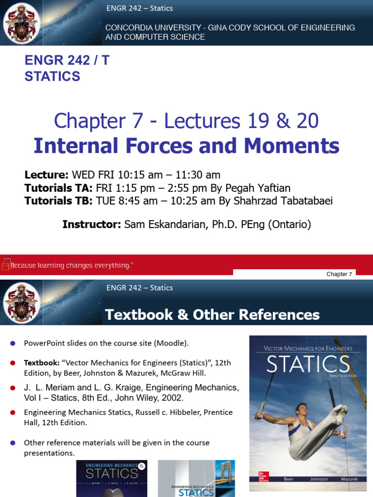 Ch7 - L19 20 - Internal Forces and Moments | PDF | Bending | Beam (Structure)