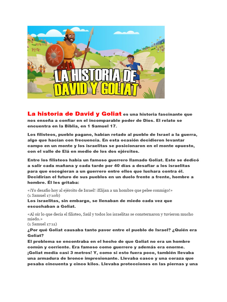 La Historia de David y Goliat | Descargar gratis PDF | Goliat | David