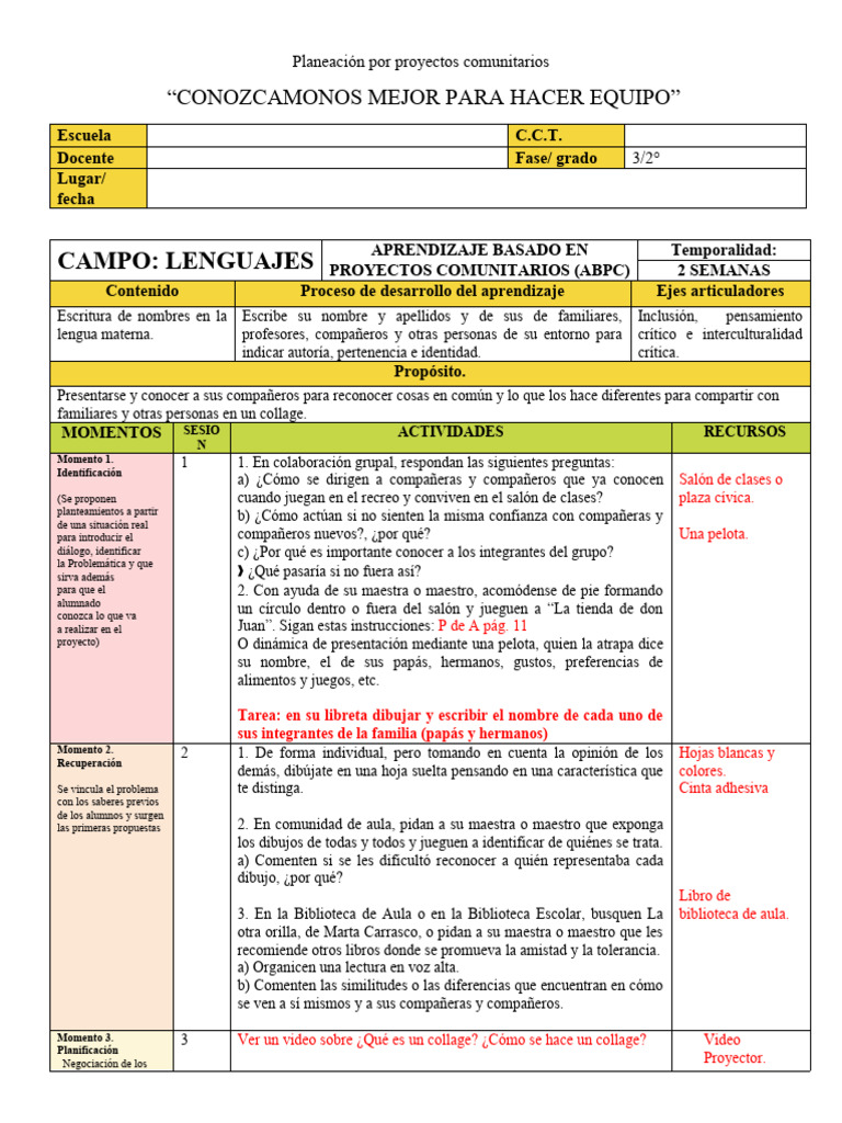 EJEMPLO Planeación Por Proyectos Comunitarios FASE 3 (2o GRADO) | PDF EJEMPLO Planeación Por Proyectos Comunitarios FASE 3 (2o GRADO) | PDF