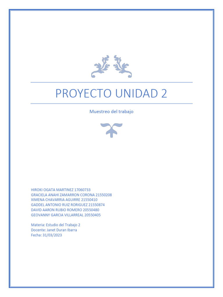 Proyecto Estudio Muestreo de Trabajo | PDF