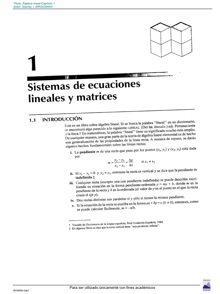 Cap 1 Sistema de Ecuaciones Lineales y Matrices | PDF