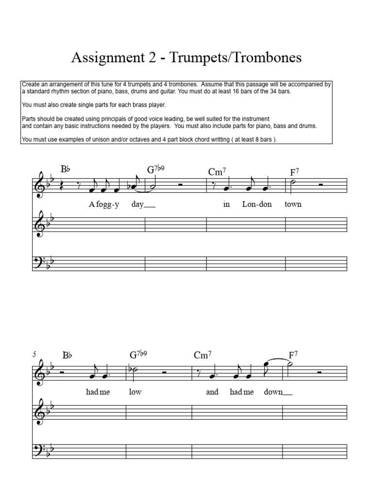 Assignment 2, Trumpet and Trombone Assignment, Short Score | PDF ...