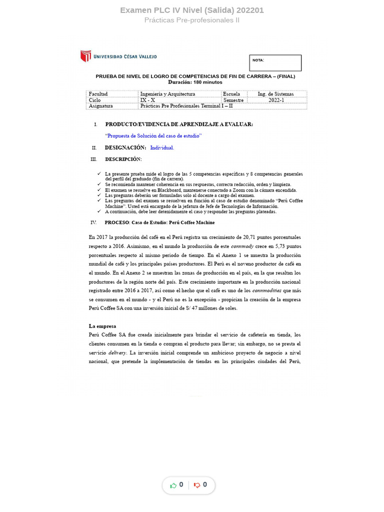 Examen PLC IV Nivel Salida 202201 - Compress | PDF | Software | Business